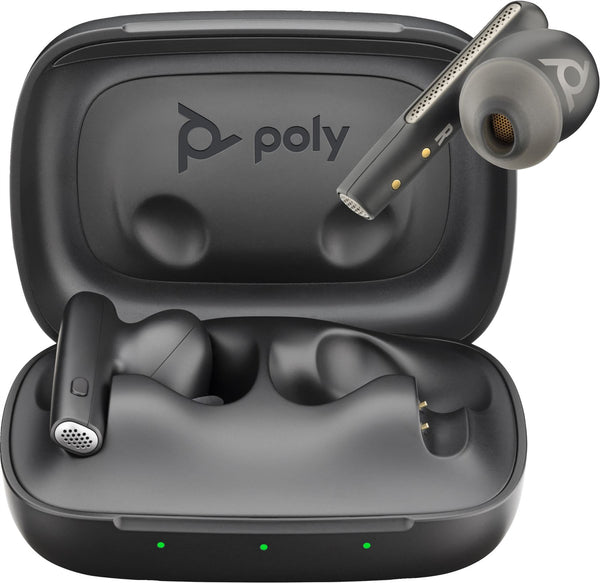 POLY Voyager Free 60 UC Carbon Black Earbuds +BT700 USB-C Adapter +Bas ...