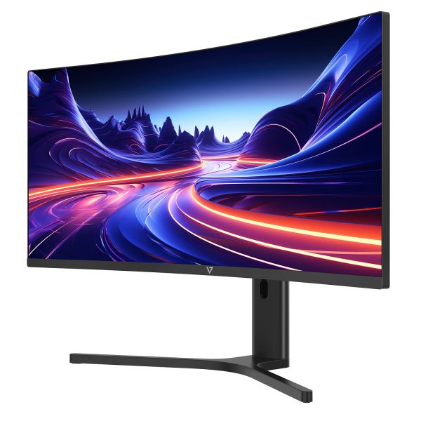 V7 34" Viewable Curved Monitor - WQHD - 3440 x 1440 - Height Adjustabl ...